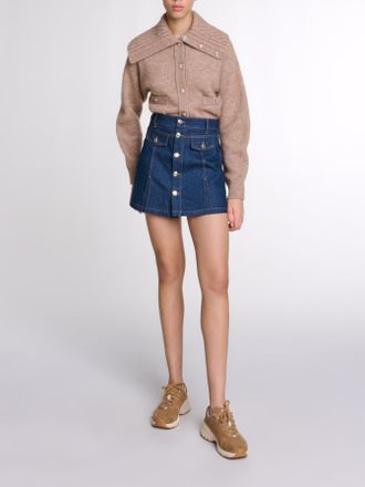 Maje Short Trompe LOEil En Denim - Bleu - Taille 42 - Maje