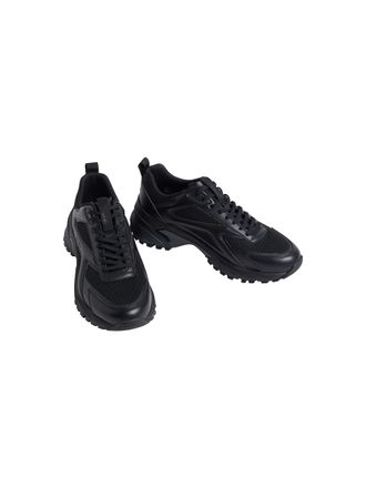 Calvin Klein Sneaker CALVIN KLEIN HIKE RUNNER LACEUP STRIP M-LT, Herren, Gr. 43, schwarz, Lederimitat, Textil, unifarben, Schuhe Sneaker, Ugly-Schn&uuml;rer, Halbschuh,