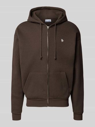 Review Regular Fit Sweatjacke aus Baumwoll-Mix mit Label-Stitching