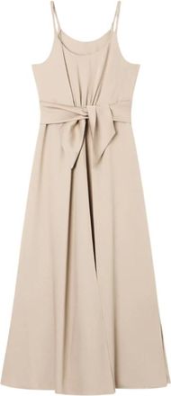 Emporio Armani Femme, Robes, Beige, Taille: 42 FR Robe Longue Ceintur&eacute;e