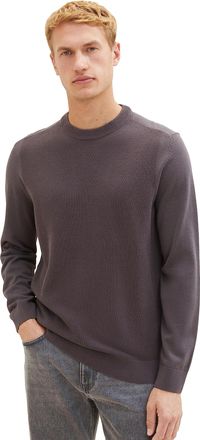 Tom Tailor Herren 1038198 Basic Crewneck Strickpullover aus Baumwolle, 10899-Tarmac Grey, XXL