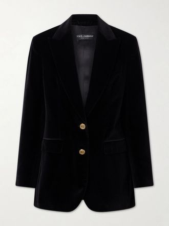 Dolce & Gabbana Blazer Aus Baumwollsamt - Schwarz