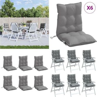 vidaXL Niedriglehner-Auflagen 6 Stk. Grau Oxford-Gewebe - Niedriglehner Auflagen - Gartenstuhlkissen - Oxford Stoff - Wasserabweisend - Grau - Home & Living