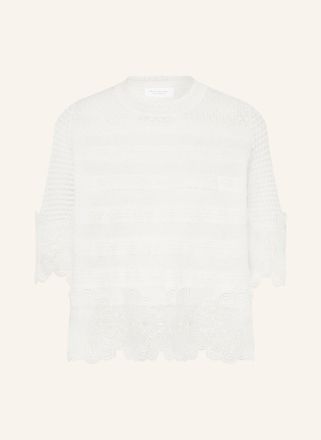 Rich & Royal Strickshirt Mit Spitze weiss