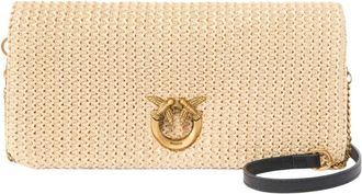 Pinko Pinko, Femme, Sacs, Beige, Taille: ONE Size Sac en raphia avec logo