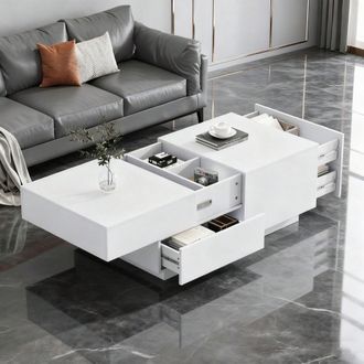 Generic Moderner Couchtisch mit verschiebbarer Tischplatte und 4 Schubladen - Funktionaler Kaffeetisch in 90x55x45 cm - Stilvoller Wohnzimmertisch