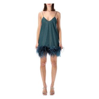 Os&eacute;ree Femme, Robes, Vert, Taille: 38/40 FR Lumi&egrave;re Plumage Mini Dress