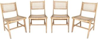 Sweeek Lot de 4 chaises de jardin Ocara. cannage et bois. L 61 x 51 x 85cm