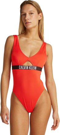 Calvin Klein Damen Badeanzug One Piece R&uuml;ckenfrei, Rot (Flaming Chili), XS