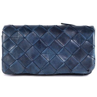 Vilenca Holland Geldb&ouml;rse aus echtem Leder f&uuml;r Damen, kleine Geldb&ouml;rse f&uuml;r Damen, Rei&szlig;verschluss, M&uuml;nzb&ouml;rse, Kreditkartenetui mit Riemen, Marineblau, 17.5 x 9.5 x 4, 