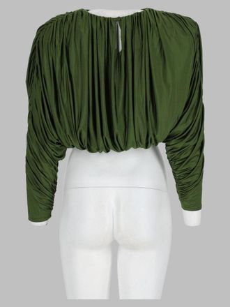 Self Portrait Draped Jersey Blouse - Green