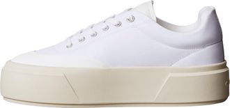 Calvin Klein Damen Flatform Lace Up NYL Mix Yw0Yw02013 Low Top, White (Bright White/Dk Ecru), 36 EU
