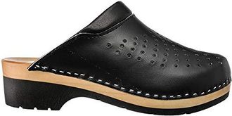 Estro & Luminara Sabots Femme en Cuir Chaussures H&ocirc;pital Mules Femmes Sabots Orthop&eacute;diques CDL02 (39, Noir 2)