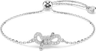 Swarovski Lifelong Armband, Pav&eacute;, Schleife, Wei&szlig;, Rhodiniert