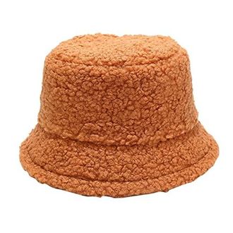 Generic Chapeaux dhiver pour femme - Chapeau de soleil chaud en velours doux - Chapeau de p&ecirc;cheur pour femme Panama - Chapeau cir&eacute;, Orange, M