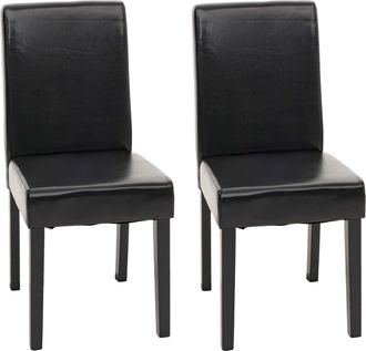 Mendler 2er-Set Esszimmerstuhl Stuhl K&uuml;chenstuhl Littau - Kunstleder, schwarz, dunkle Beine