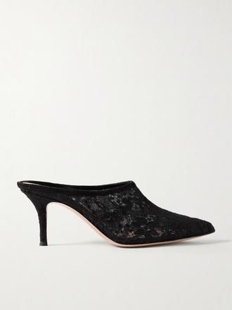 Gianvito Rossi Mules En Dentelle Cordonnet 70mm - Noir