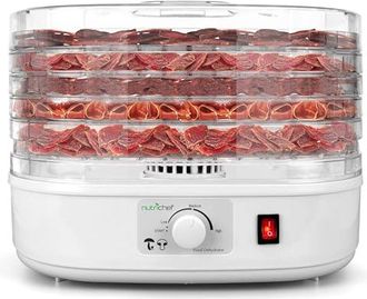 Nutrichef D&ouml;rrautomat 5 Einsch&uuml;be | D&ouml;rrger&auml;t f&uuml;r Fleisch, Beef Jerky, Obst, Gem&uuml;se & Hundeleckerlis | Hochleistungs-W&auml;rmezirkulation | Einfache Reinigung f&uuml;r Z