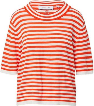 Comma Kurzarmpullover Strickpullover Kurzarm-Pullover aus Feinstrick im Boxy Fit