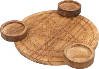 Aboofan Holz Kerzenst&auml;nder Pentagramm Altarleuchter Astrologie Dekorativer Kerzenhalter F&uuml;r Tafelkerzen Wohn Und Ritualdekoration