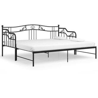 vidaXL Ausziehsofa Bettgestell Schwarz Metall 90x200 cm Vidaxl