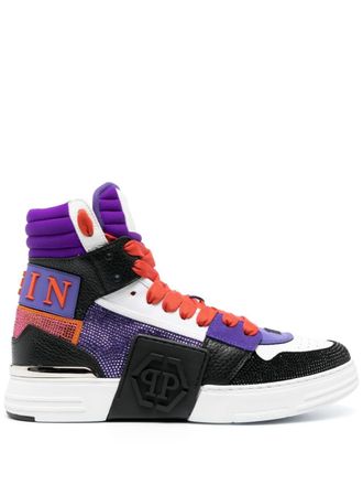Philipp Plein baskets montantes Phantom Skull & Bones - Blanc