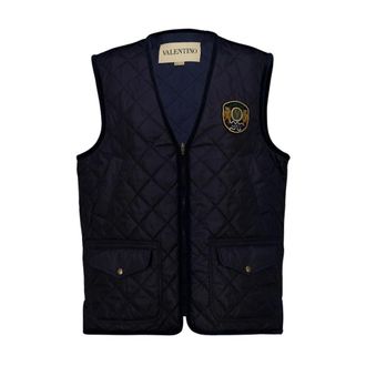 Valentino Garavani Leichte Nylonweste mit gesticktem Aufn&auml;her - - Jackets - Herren - Blau - L