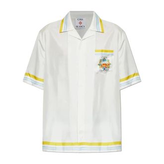 Casablanca Homme, Chemises, Blanc, Taille: XL Flower Court Icon Shirt