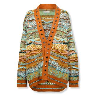 Laneus Femme, Pulls, Multicolore, Taille: 36 FR Cardigan Oversize Iconic Jacquard