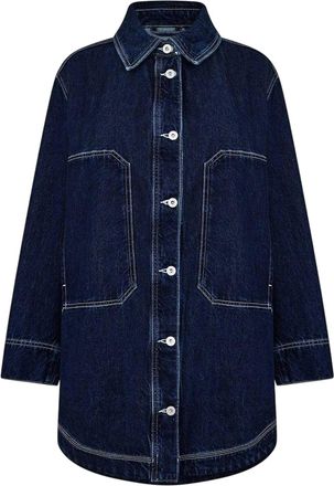 HUGO BOSS Hugo - Jeansjacke f&uuml;r Damen, Lang geschnitten (Marine Ausgeblichen)