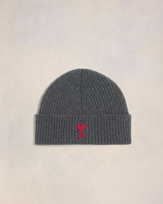 Ami Bonnet Gris Ami De Coeur En Laine Mérinos Gris - TU - Unisex