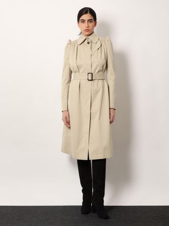 Alexander McQueen Womens Trench Coat With Puff Sleeves Beige Cotton & Raincoats