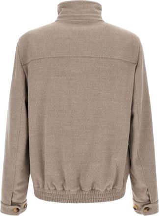 Brunello Cucinelli Virgin Wool Bomber Jacket - Beige