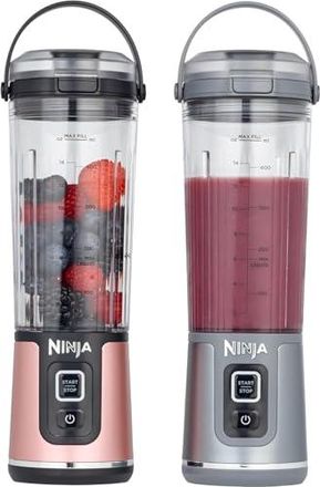 Ninja Ninja Blast Pack de 2 blenders portables de 530 ml, couvercle anti-fuite et bec verseur, sans fil, rechargeable, smoothies, shakes protéinés, granités