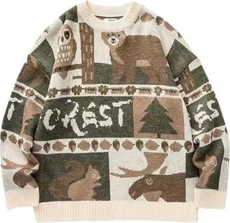 Generic Pull Noel Homme Manches Longues, Pulls De No&euml;l Homme Col Rond Motif Arbre No&euml;l Pulls en Tricot Chandails No&euml;l Sweater Noel Pullover Chaud Dr&ocirc;le Christ