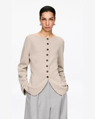 Arket Strickjacke Aus Merinowolle -Beige