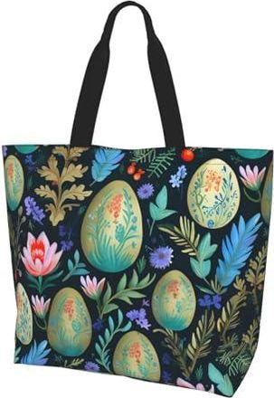 Generic Motif De P&acirc;ques Sac Cabas Pliable Sacs De Courses Grand Sac A Main Femmes Pour Plage Travail Voyage