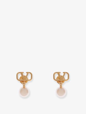 Valentino Garavani VLogo Signature metal earrings with pearl - VALENTINO GARAVANI - gender_Woman