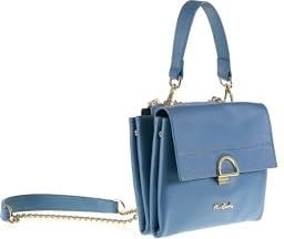 Pierre Cardin Sac &agrave; bandouli&egrave;re pour femme en cuir v&eacute;ritable Made in Italy 21 x 16 x 6,5 cm 1934, Bleu jeans, Taille unique