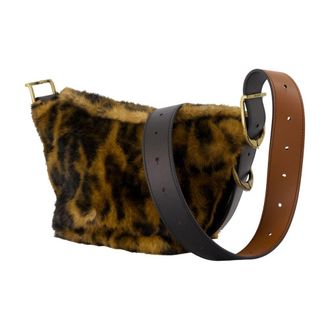 Zadig&Voltaire Womens Leopard Print Faux Fur Crossbody Bag Brown