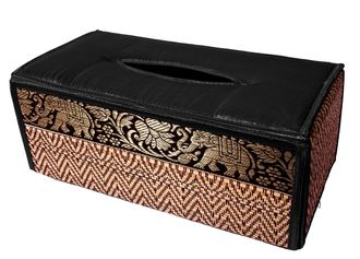 CCCollections Handgefertigte Schutzhülle für Taschentuchboxen aus Schilfrohr - umweltfreundliche Materialien (Schwarz)