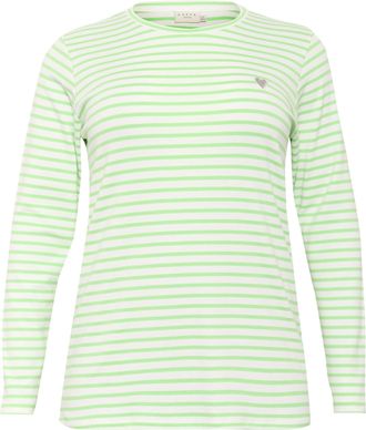 Kaffe Curve Langarm-Shirt KClia XL, Chalk/Green- Grey Heart XL