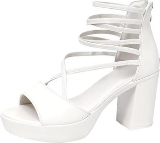 Generic Mode Temp&eacute;rament Robe Fran&ccedil;aise Sandales &Eacute;pais Style Romain Chaussures Femme Rouge 38, Blanc., 38 EU