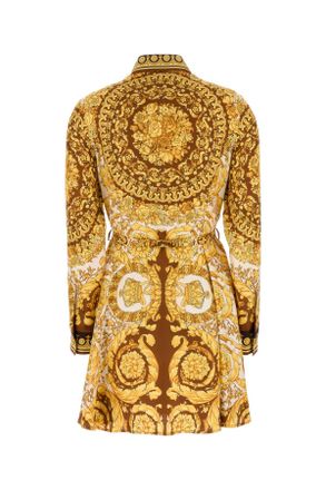 Versace Womens Printed Twill Shirt Dress Darkbrownspicebrowneggshell 1.outer Fabric:silk Abiti