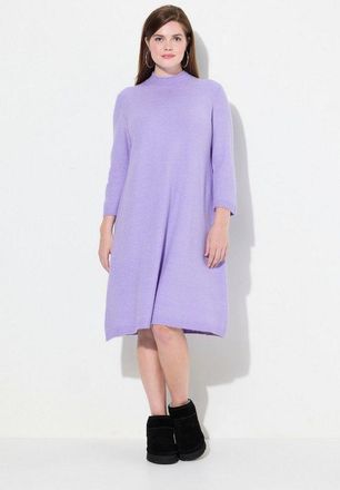 Ulla Popken Midikleid Strickkleid A-Linie Stehkragen 3/4-Arm