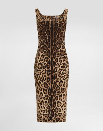 Dolce & Gabbana Kleid Aus Charmeuse Mit Leopardenprint - Frau Kleider Animalprint 38