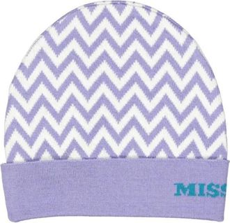 Missoni Caps & M&uuml;tzen - Zigzag Pattern Wool Hat With Embroidered Logo - Gr. ONE SIZE - in Blau - f&uuml;r Damen