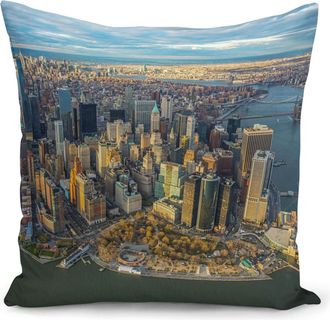 Fabulous Kissen Kissenbezug 40x40 cm New York Manhattan Panorama Stadt Wolkenkratzer USA