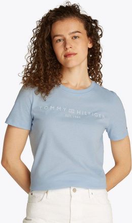 Tommy Hilfiger Kurzarmshirt REG CORP LOGO C-NK mit Logoschriftzug und Stickerei Baumwolle