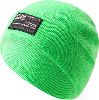 Camp David Herren Rippstrickm&uuml;tze mit Label Patch Electric Green Neon, None